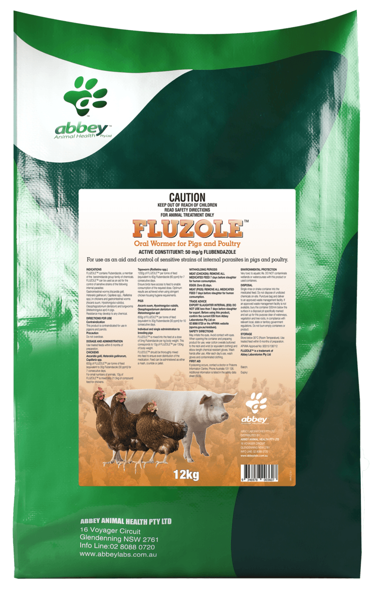 FLUZOLE™ Oral Wormer for Pigs and Poultry - Abbey Labs